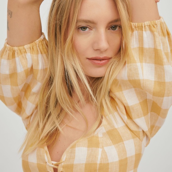 Reformation | Tops | Reformation Barrett Top In Dandelion Check | Poshmark